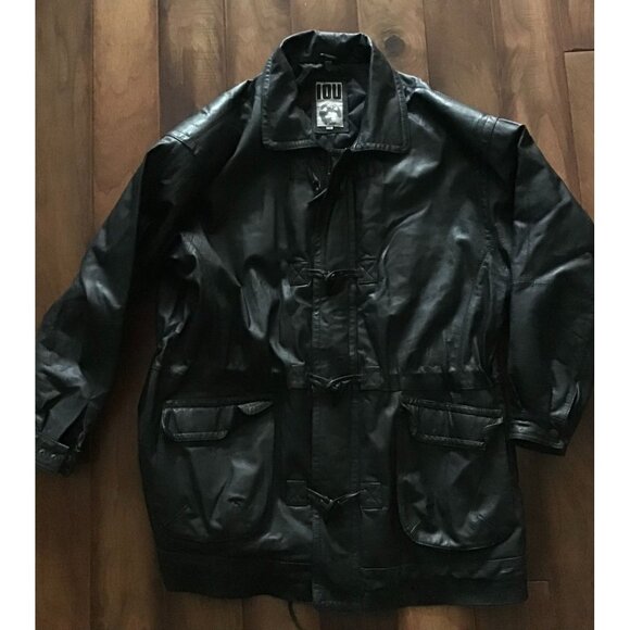 Iou | Jackets & Coats | Vintage Iou Mens Black Leather Jacket Xxl ...